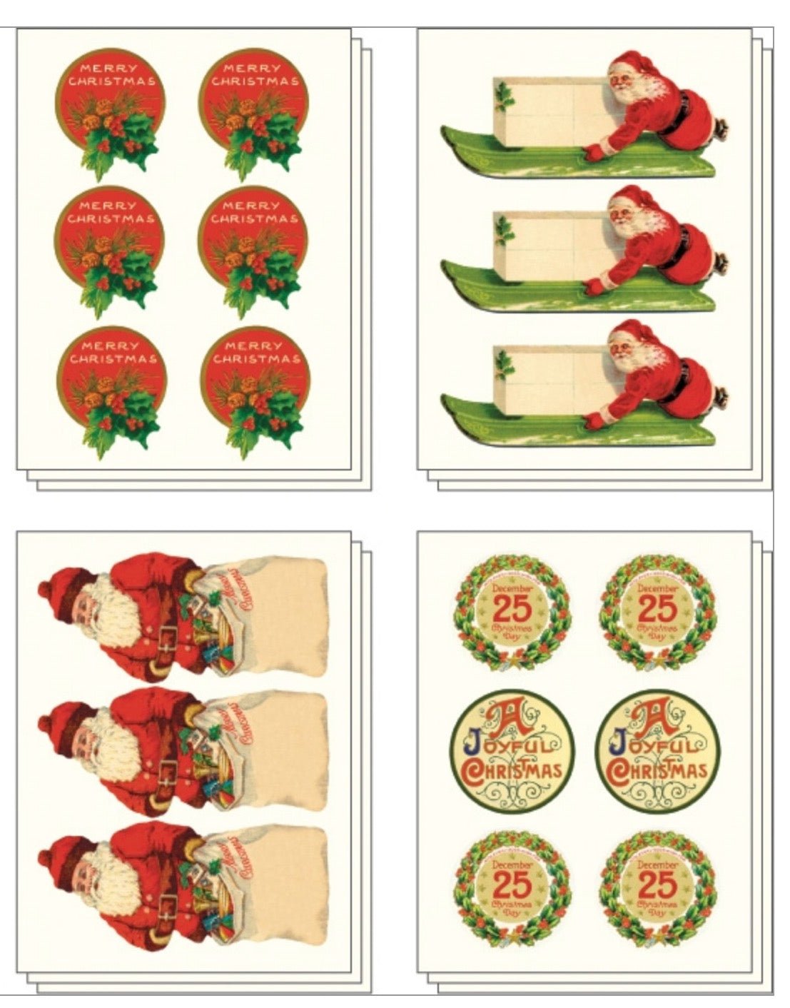 100+ Assorted Vintage-Style Christmas Stickers in Metal Tin