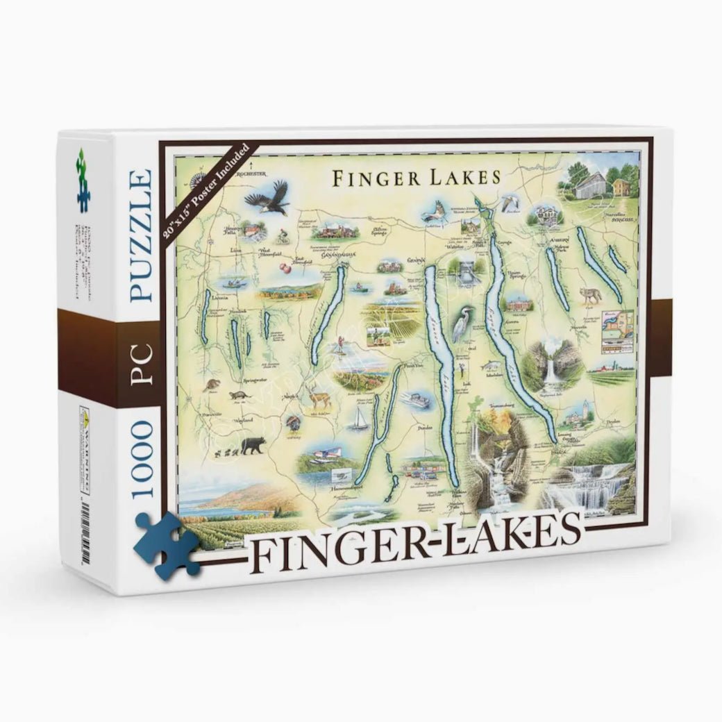 1000-Piece Finger Lakes Illustrated Map Jigsaw Puzzle