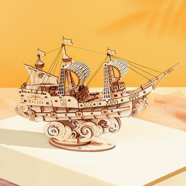 3D Laser Cut Wooden Sailing Ship Puzzle