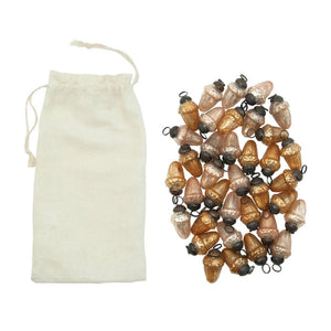 Bagged Set of Thirty Six Little Glass Acorn Ornaments