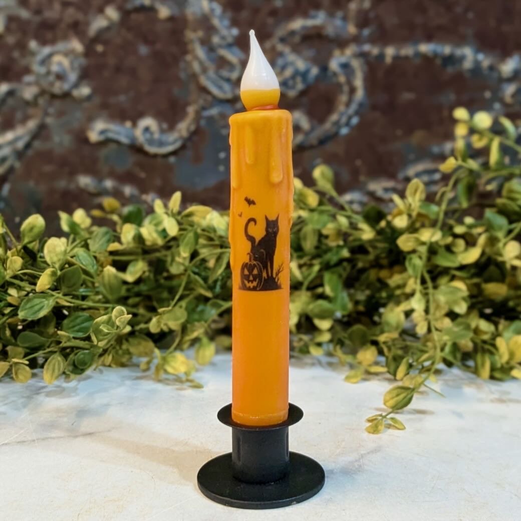 Black Cat Battery Operated Halloween Taper Candle – Marmalade Mercantile
