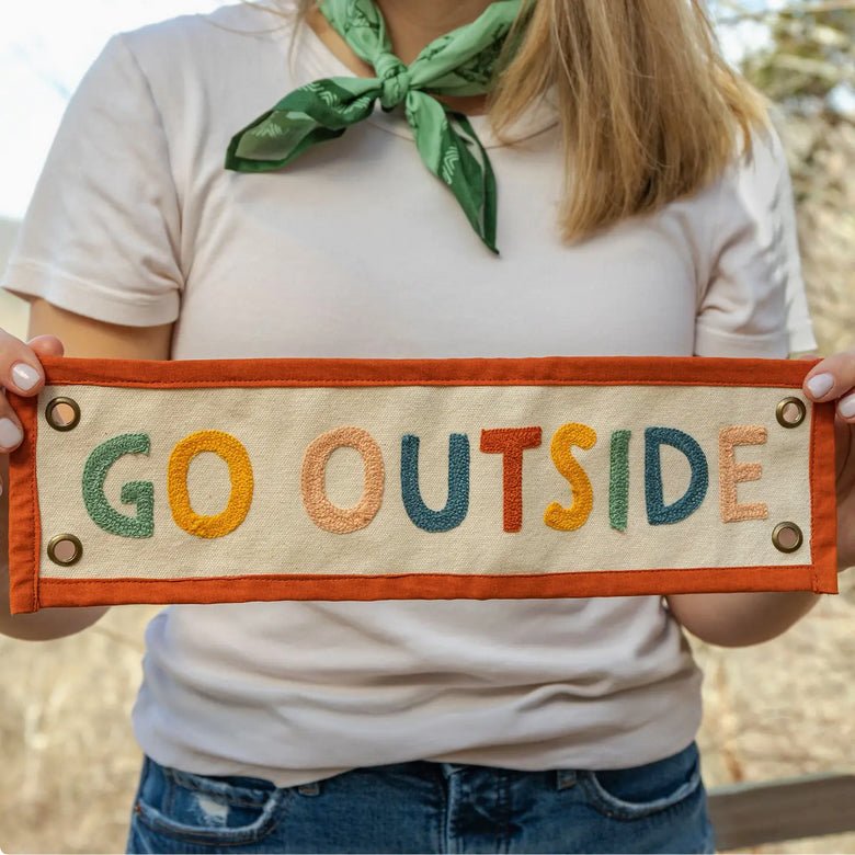 Canvas Embroidered Banner GO OUTSIDE