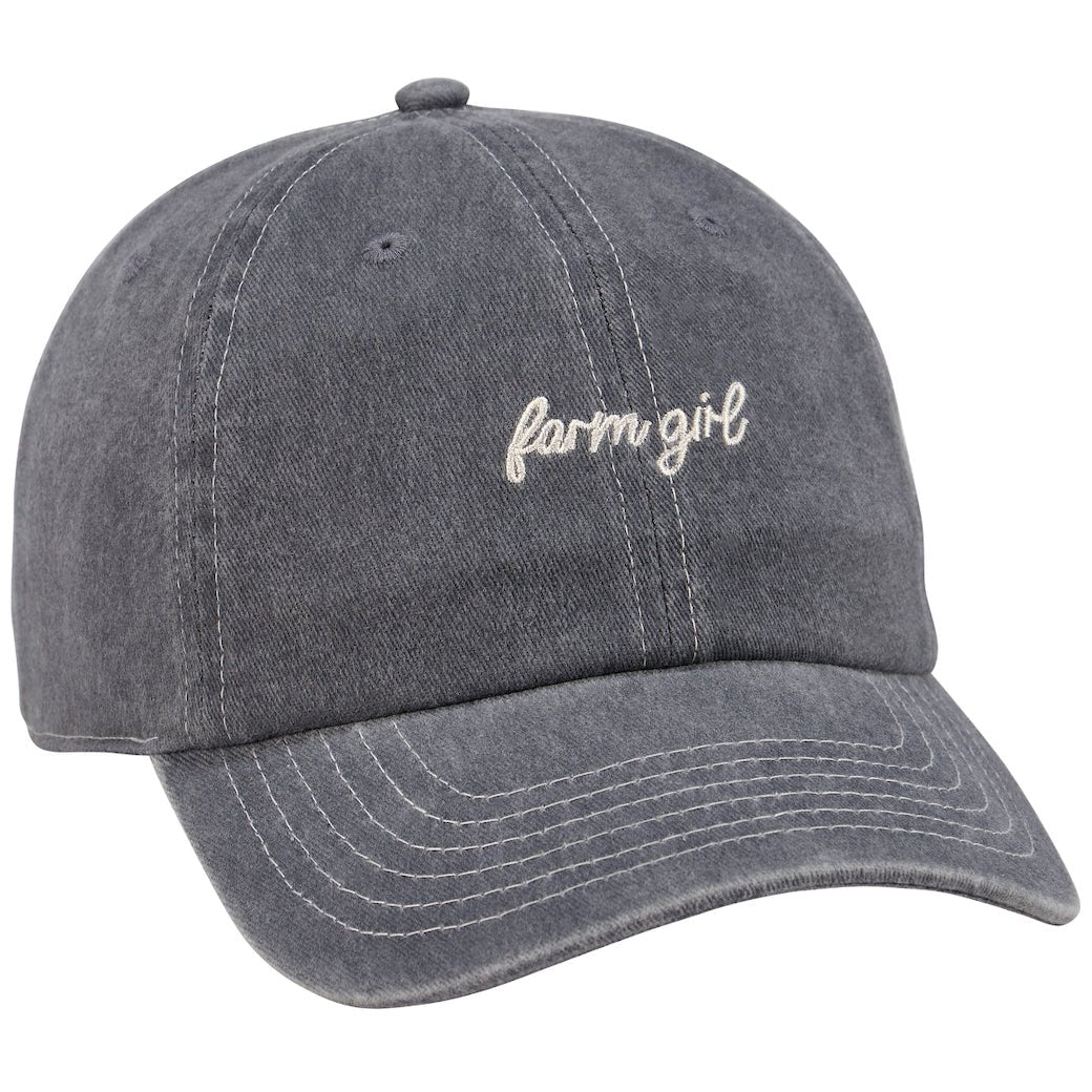 Classic Stonewashed Gray Ball Cap Farm Girl