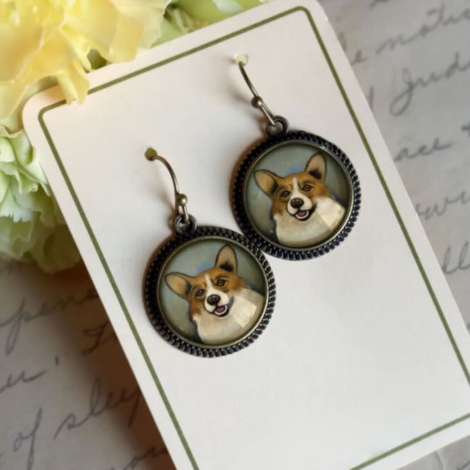 Corgi Dog Pierced Earrings