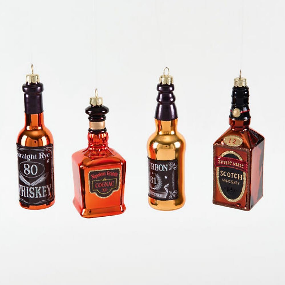 Glass Whiskey Bottle Christmas Ornaments CHOICE of Styles