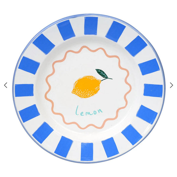 Hand-Crafted Enamel Plate Lemon Pattern