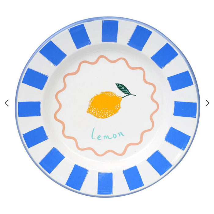 Hand-Crafted Enamel Plate Lemon Pattern
