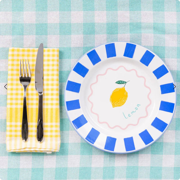 Hand-Crafted Enamel Plate Lemon Pattern