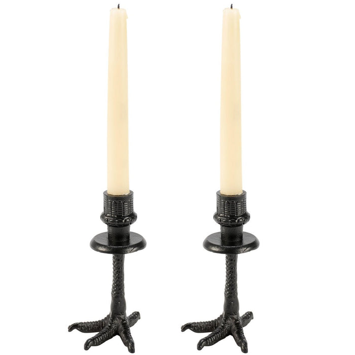 Pair of Cast Metal Crow’s Foot Candlesticks