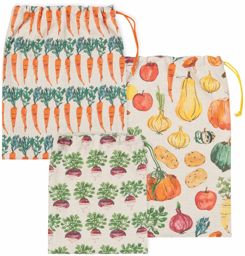 Set of Three Veggie Stand Cloth Produce Bags