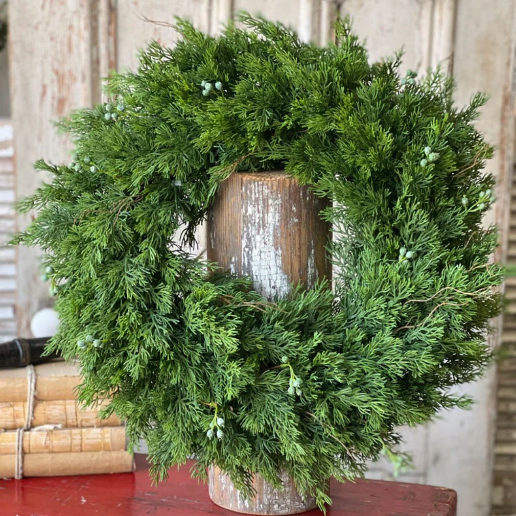 Spectacular Winter Cedar Farmhouse Christmas Wreath 20"