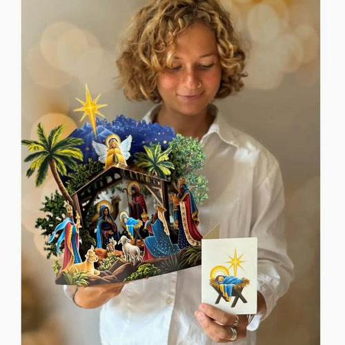 Starlit Nativity Scene Pop Up Greeting Card