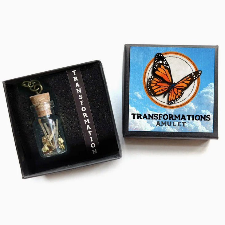 Transformation Amulet - Personal Growth Talisman Necklace w Monarch