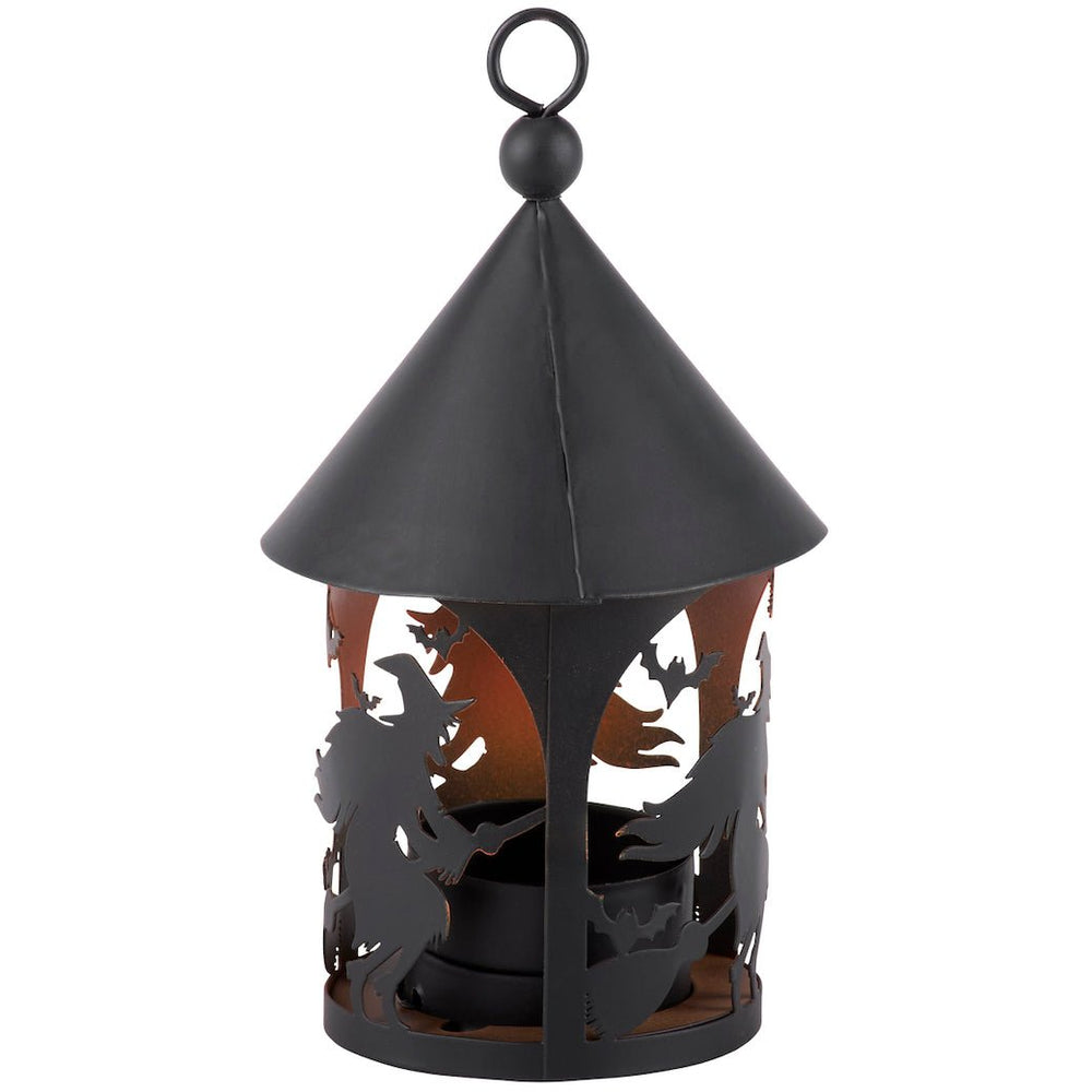 Vintage-Style Metal Flying Witches Halloween Tealight Lantern