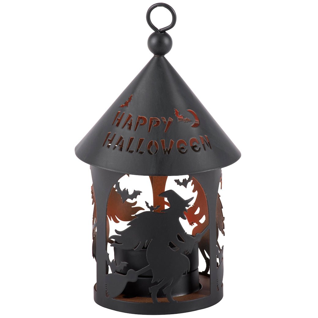 Vintage-Style Metal Flying Witches Halloween Tealight Lantern