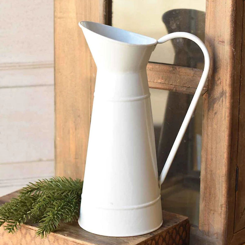 11” Decorative Vintage-Style Metal Parisian Pitcher