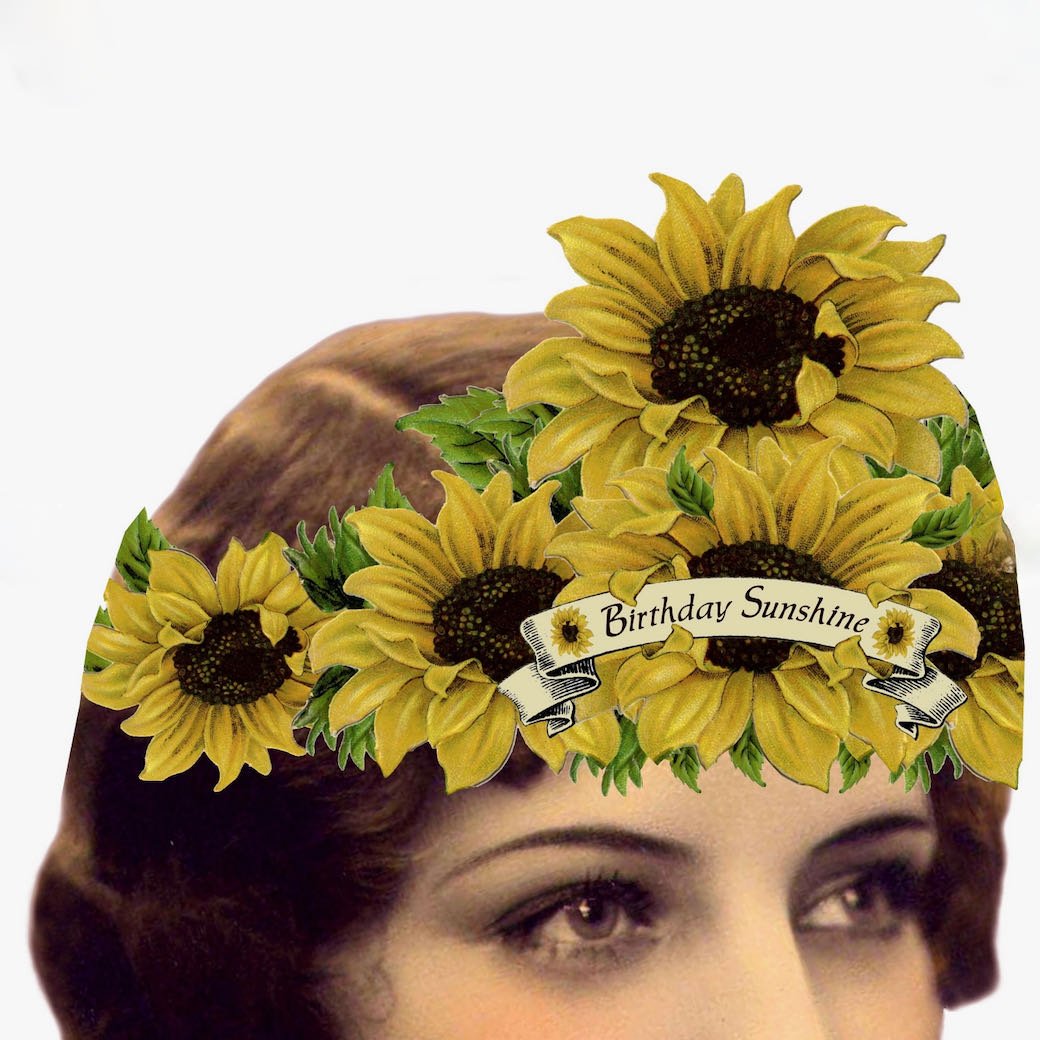 Birthday Sunshine Sunflower Wearable Mailable Paper Tiara Greeting Car