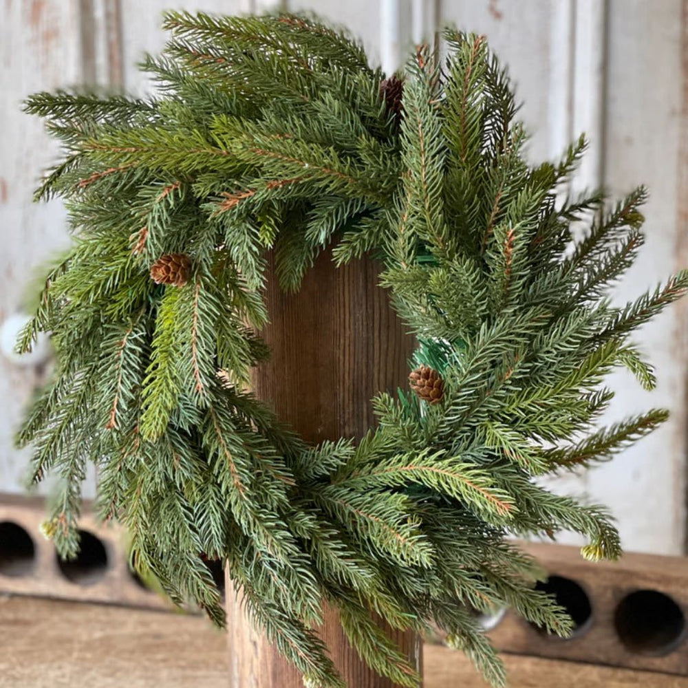 Christmas Wreath Spruce Boughs with Natural Pine Cones