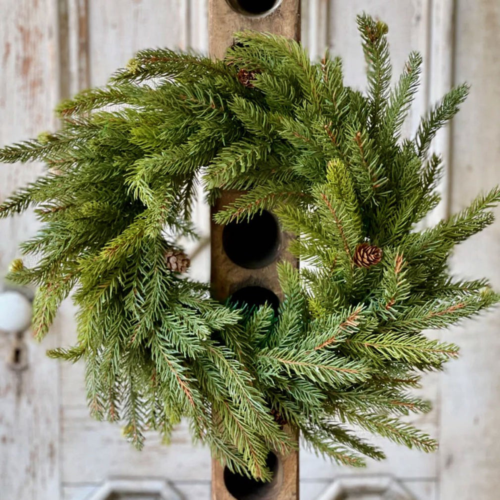 Christmas Wreath Spruce Boughs with Natural Pine Cones